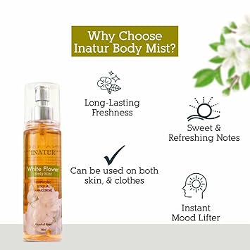 Buy One Get one Free inatur White Flower Body Mist, Alcohol Free Body ...