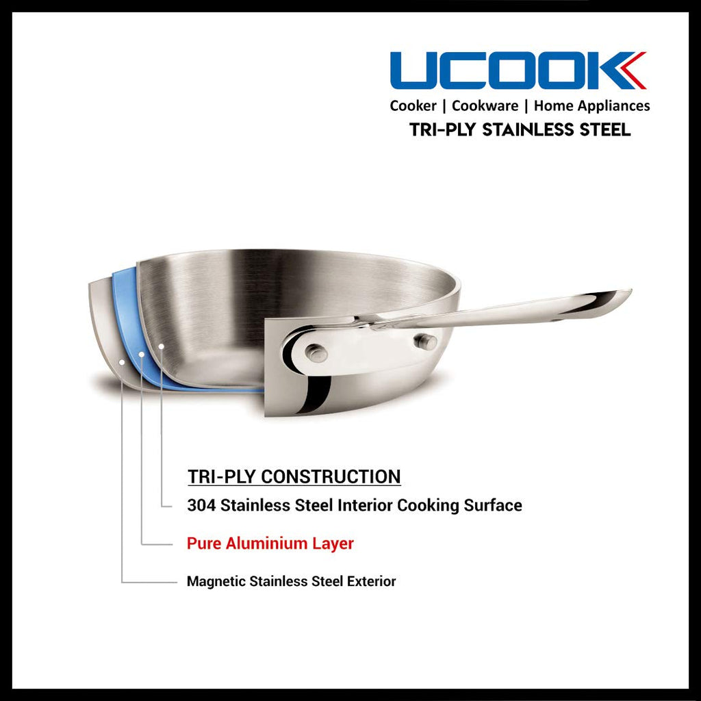 UCOOK Stainless Steel Triply Induction Compatible Cook n Serve with Li ...