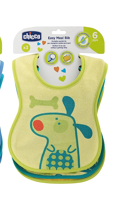 Chicco Weaning Bib for Boy, 3 Piece, Blue– Vvalyou