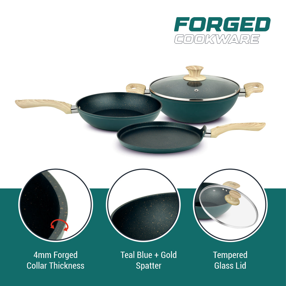 UCOOK Forged Nonstick 3+1 Induction Cookware Set (Kadai, Frypan, Dosa ...