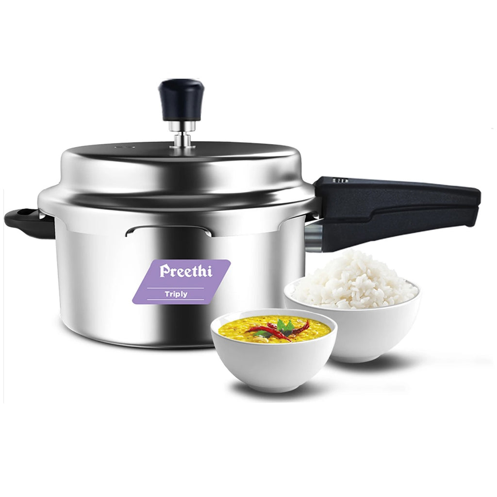 Preethi 4.5L Triply Outerlid Pressure Cooker with Spill Splash Shield ...