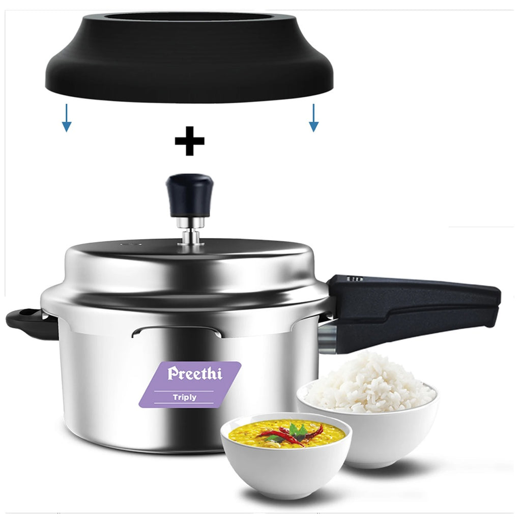 Preethi 4.5L Triply Outerlid Pressure Cooker with Spill Splash Shield ...