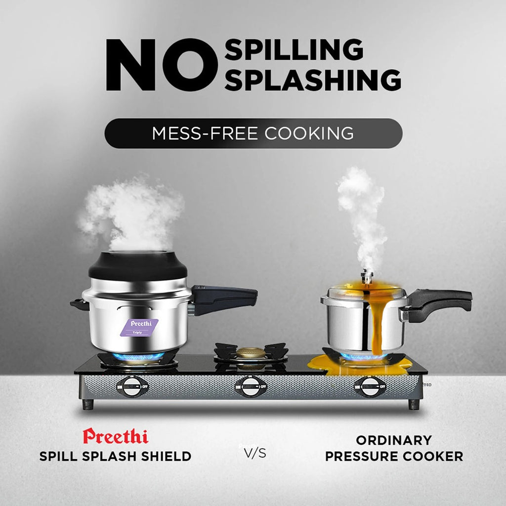 Preethi 4.5L Triply Outerlid Pressure Cooker with Spill Splash Shield ...