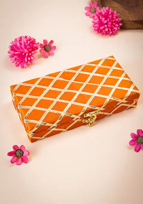 Indya Orange Gota Patti Embellished Shagun Box– Vvalyou