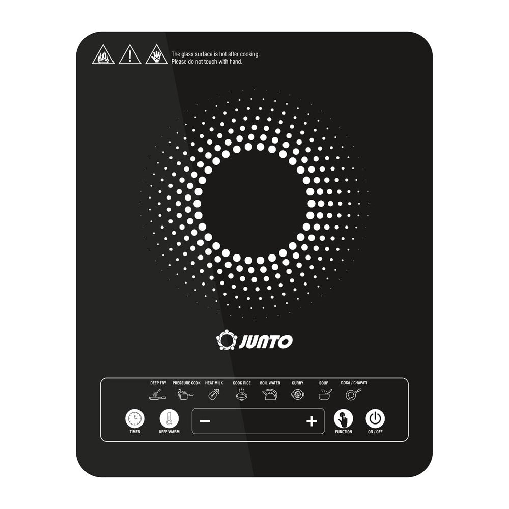 Junto Induction Cooktop With 8 Preset Cooking Menus, 2000 Watt– Vvalyou